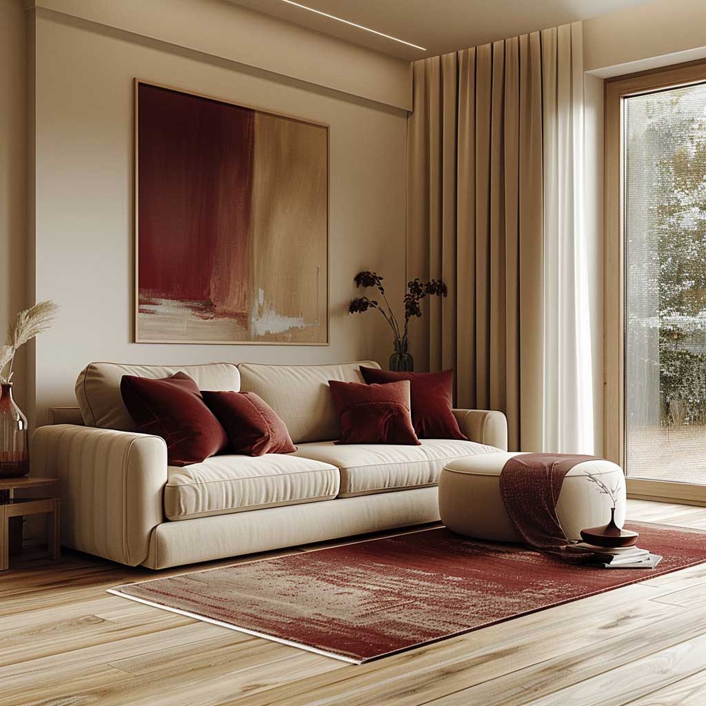 Modern Room Looks with Burgundy and Beige Color Schemes • ArtFasad