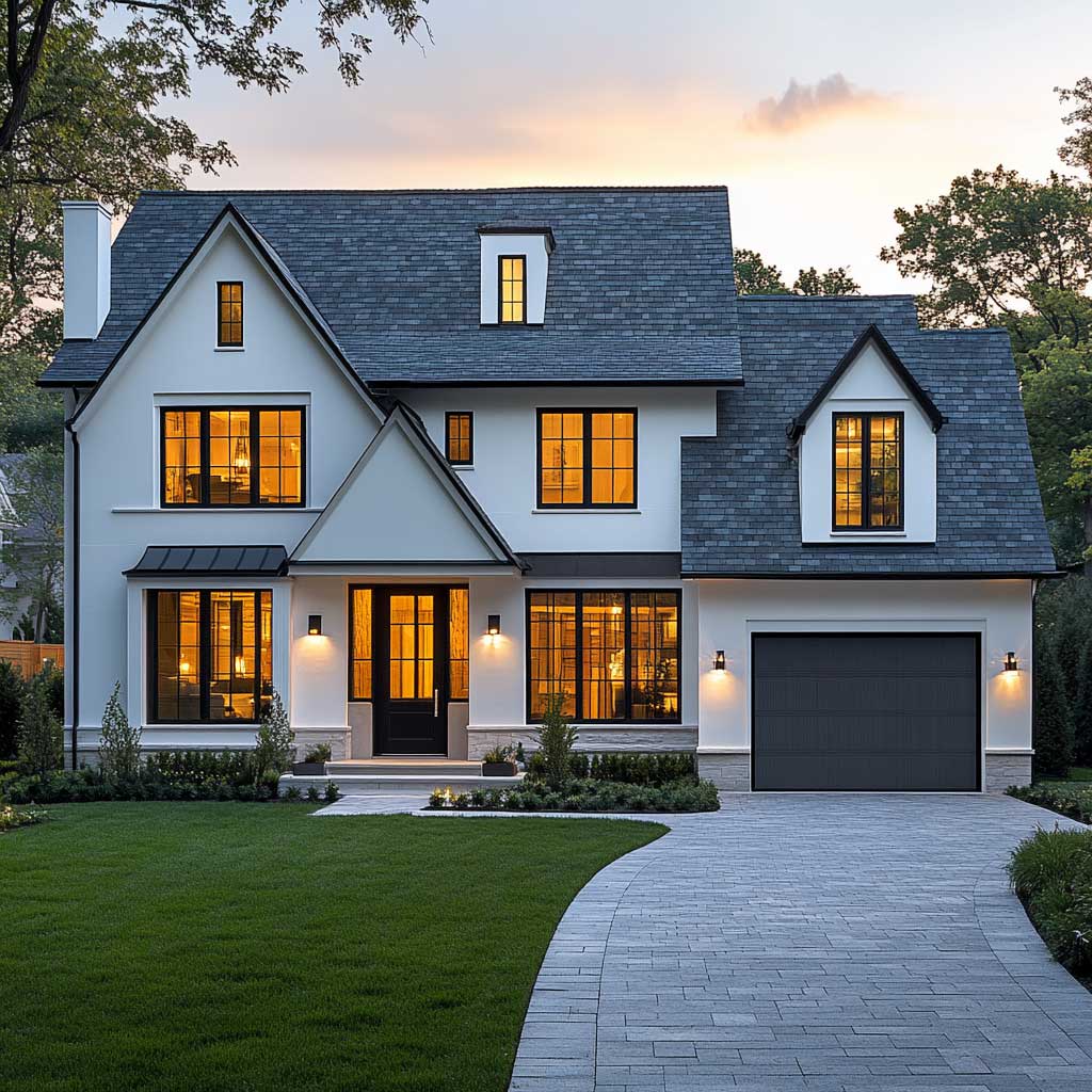 9+ Elegant White House Exteriors with Charcoal Gray Trim • ArtFasad