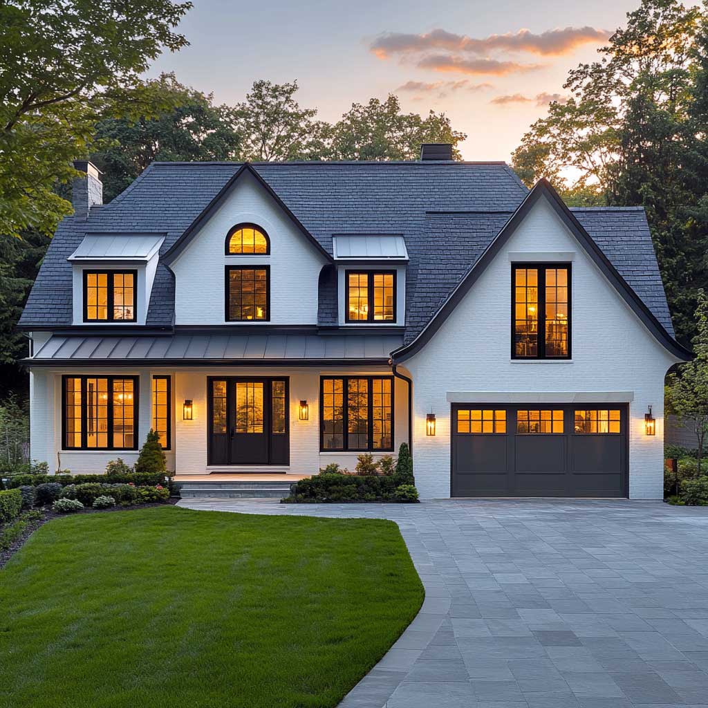 9+ Elegant White House Exteriors with Charcoal Gray Trim • ArtFasad