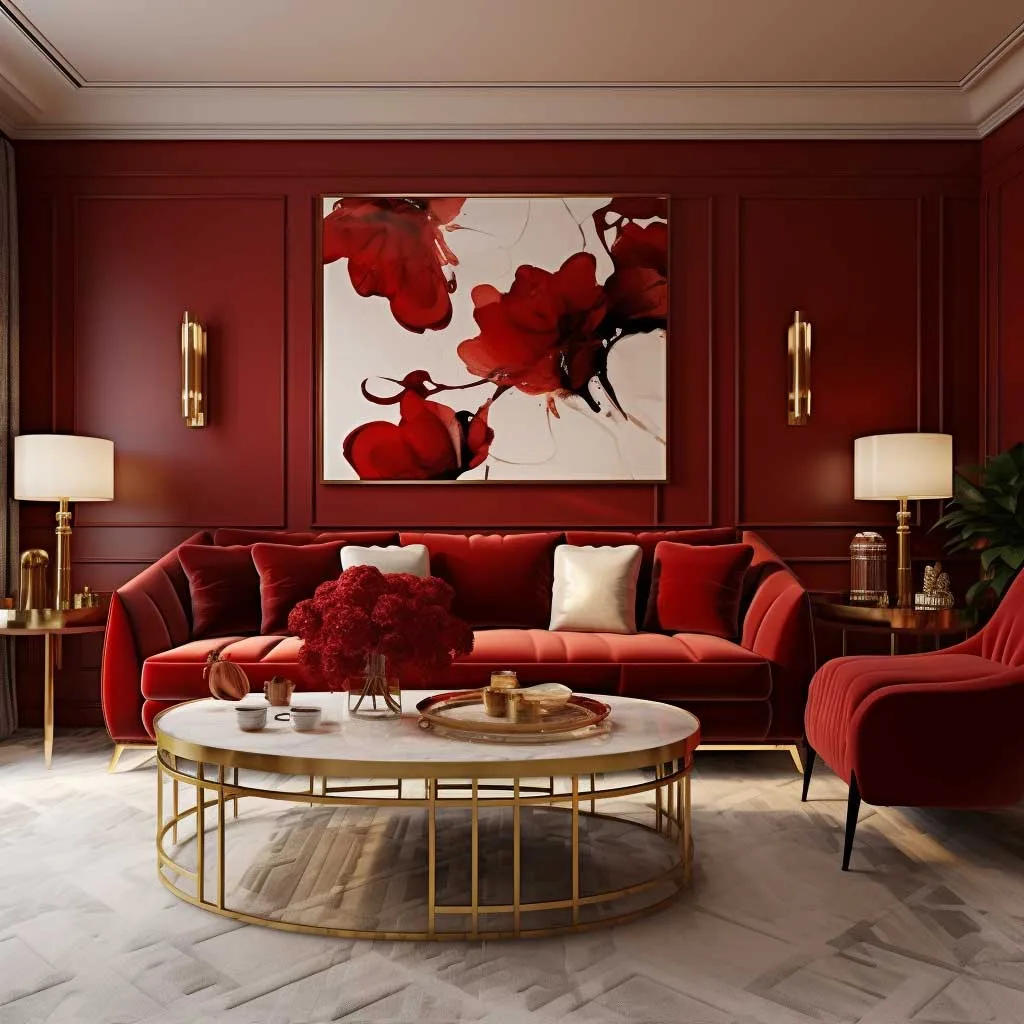 Traditional Red Living Room Designs