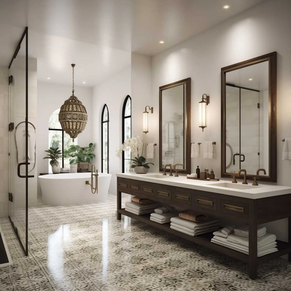 Spanish Style Bathroom Flooring White Bathrooms With Beautiful Floors