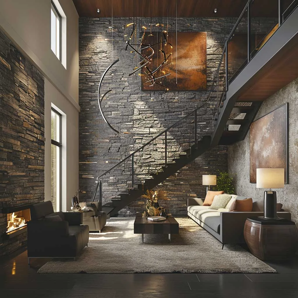Stone Contemporary Interior Modern Interior Black Slate Stone Wall