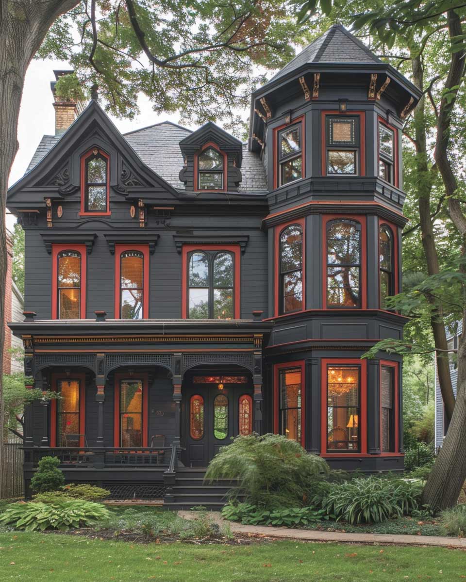 Sleek Charcoal Gray and Intense Red Outside Paint Colors for Edgy ...