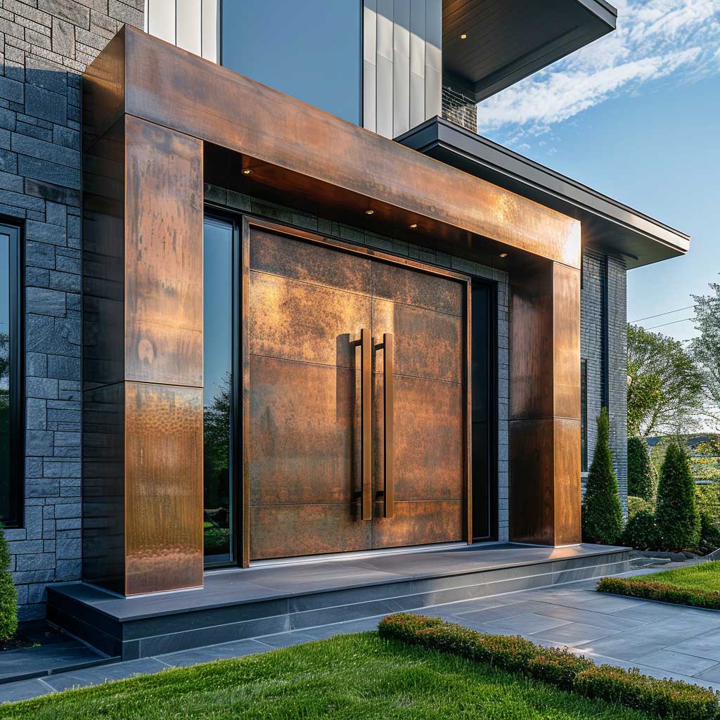 7+ Unique Copper Front Double Door Design Inspirations for a Warm ...
