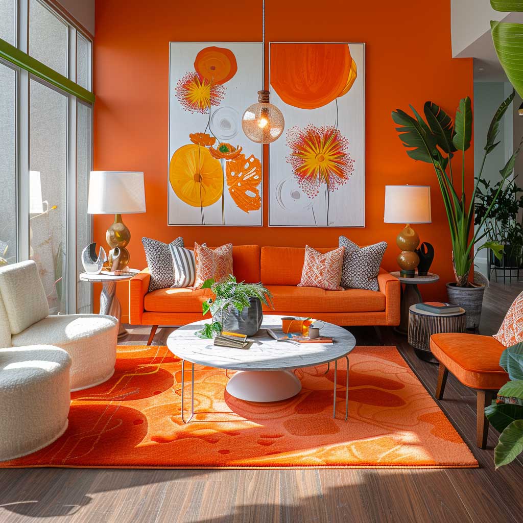 Playful Orange Interior Design Color Palette For Energetic Rooms