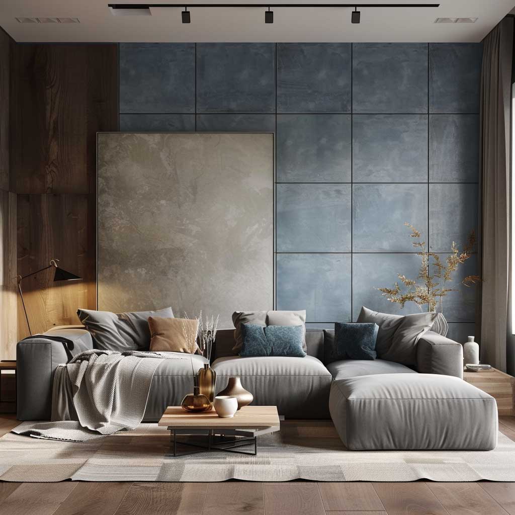 8+ Elegant PVC Wall Panels Designs for Living Room in Gray and Blue ...