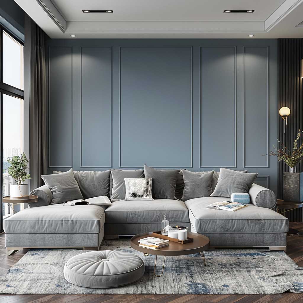 8+ Elegant PVC Wall Panels Designs for Living Room in Gray and Blue ...