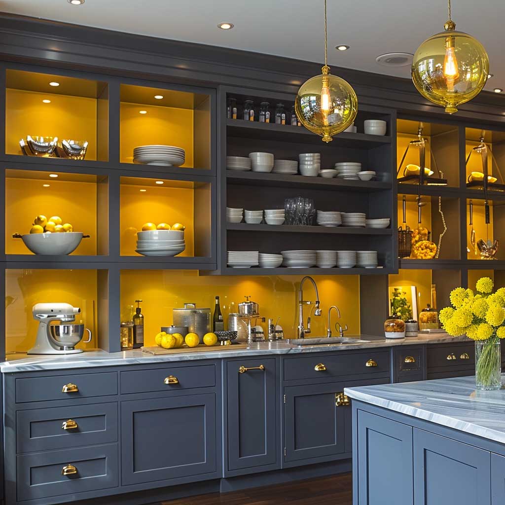 8+ Modern Painting Kitchen Cabinets Ideas with Gray and Yellow Tones ...