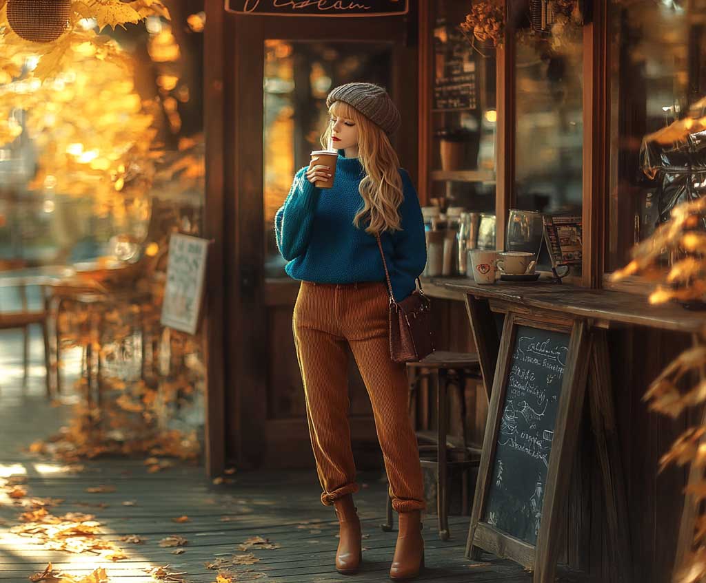 5+ Fall Clothing Ideas with Electric Blue and Warm Amber Tones • ArtFasad