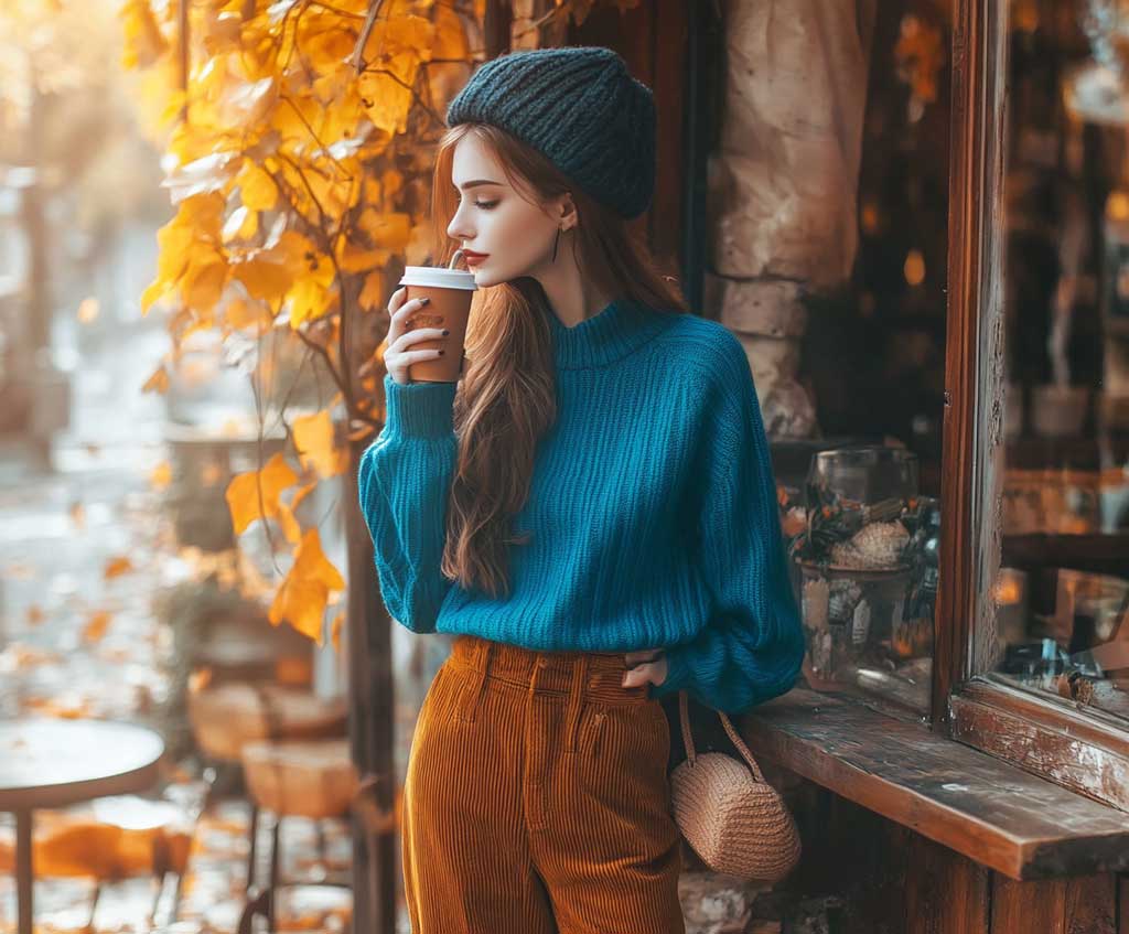 5+ Fall Clothing Ideas with Electric Blue and Warm Amber Tones • ArtFasad