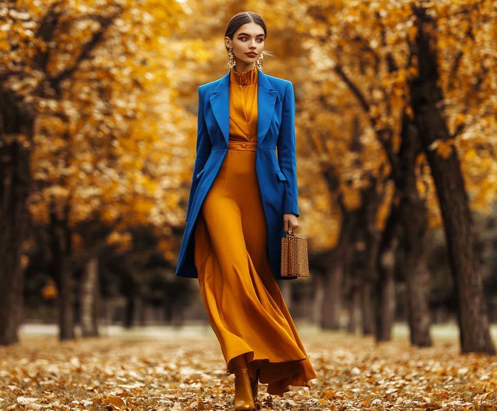 5+ Fall Clothing Ideas with Electric Blue and Warm Amber Tones • ArtFasad