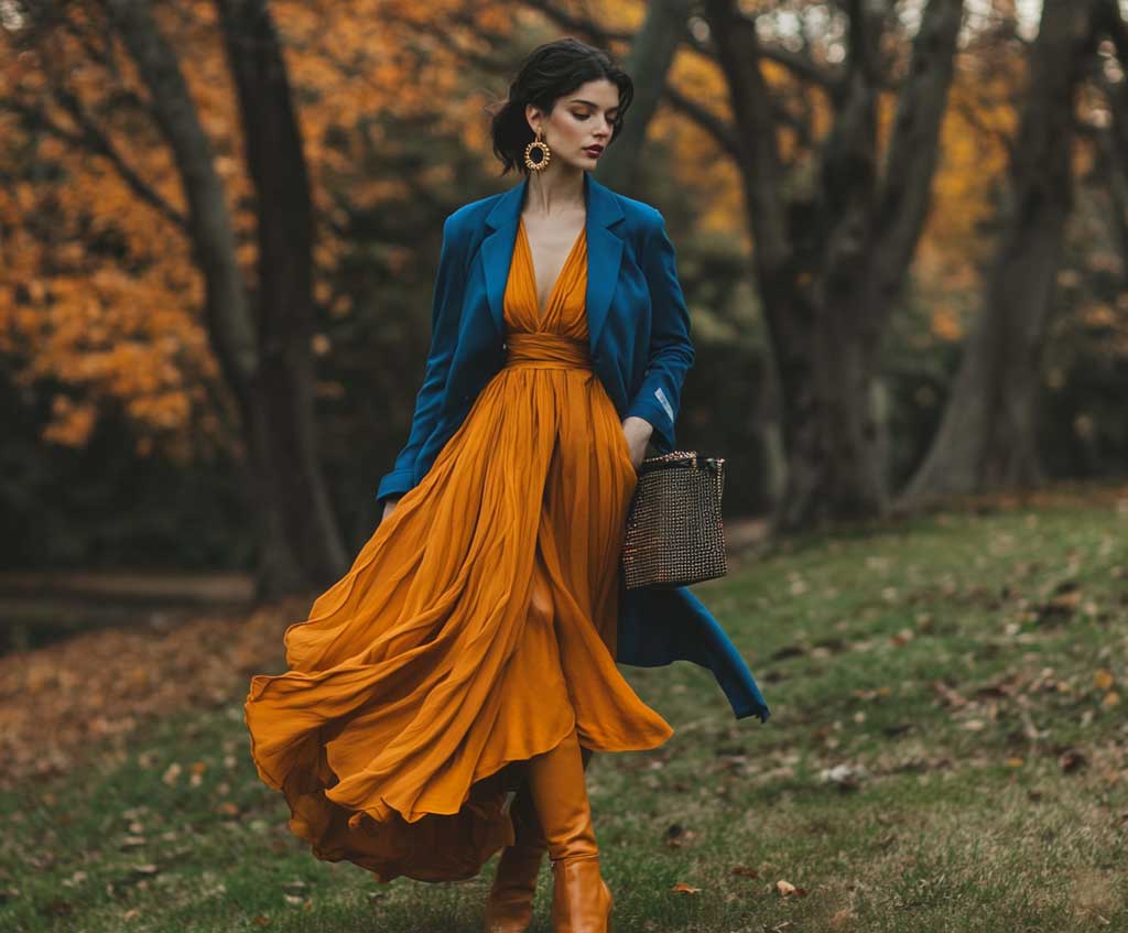 5+ Fall Clothing Ideas with Electric Blue and Warm Amber Tones • ArtFasad