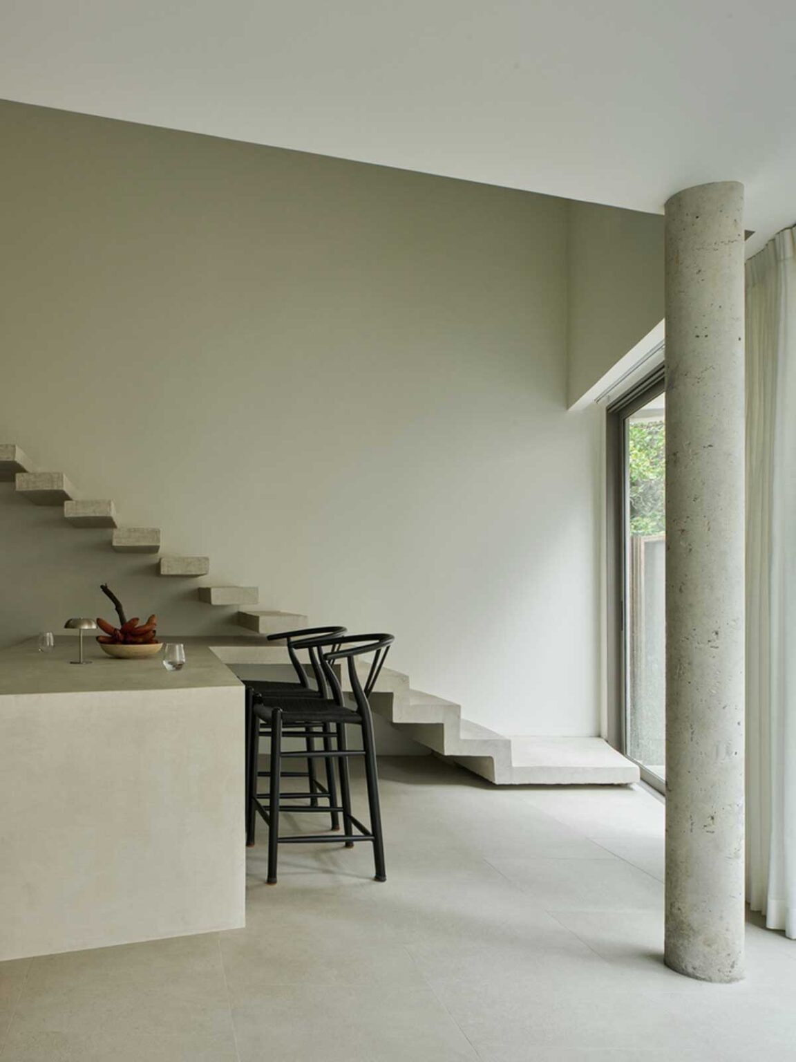 Linear Concrete Geometry Frames Light and Airy Interiors