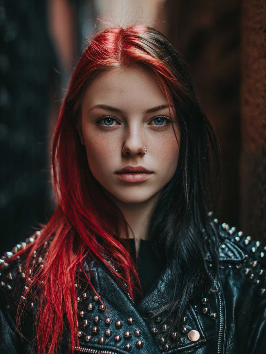 Two Tone Split Red Dye Hair Ideas for Daring Trendsetters