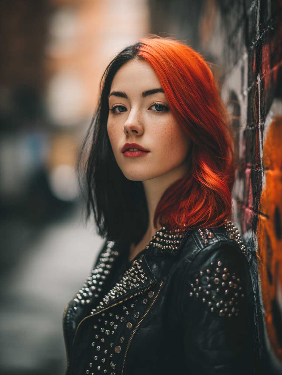 Two Tone Split Red Dye Hair Ideas for Daring Trendsetters